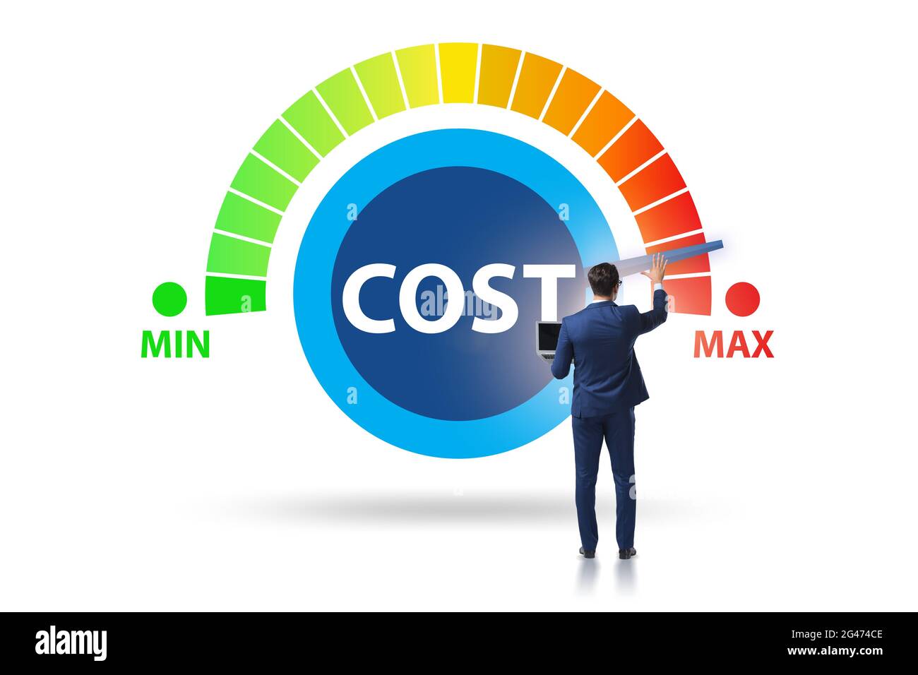 Cost management concept with the businessman Stock Photo - Alamy
