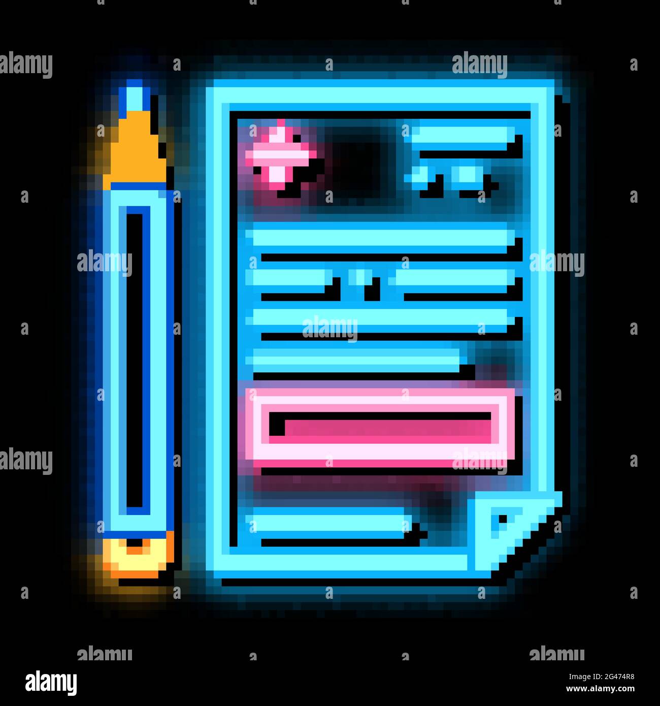 medical prescription and pencil neon glow icon illustration Stock ...
