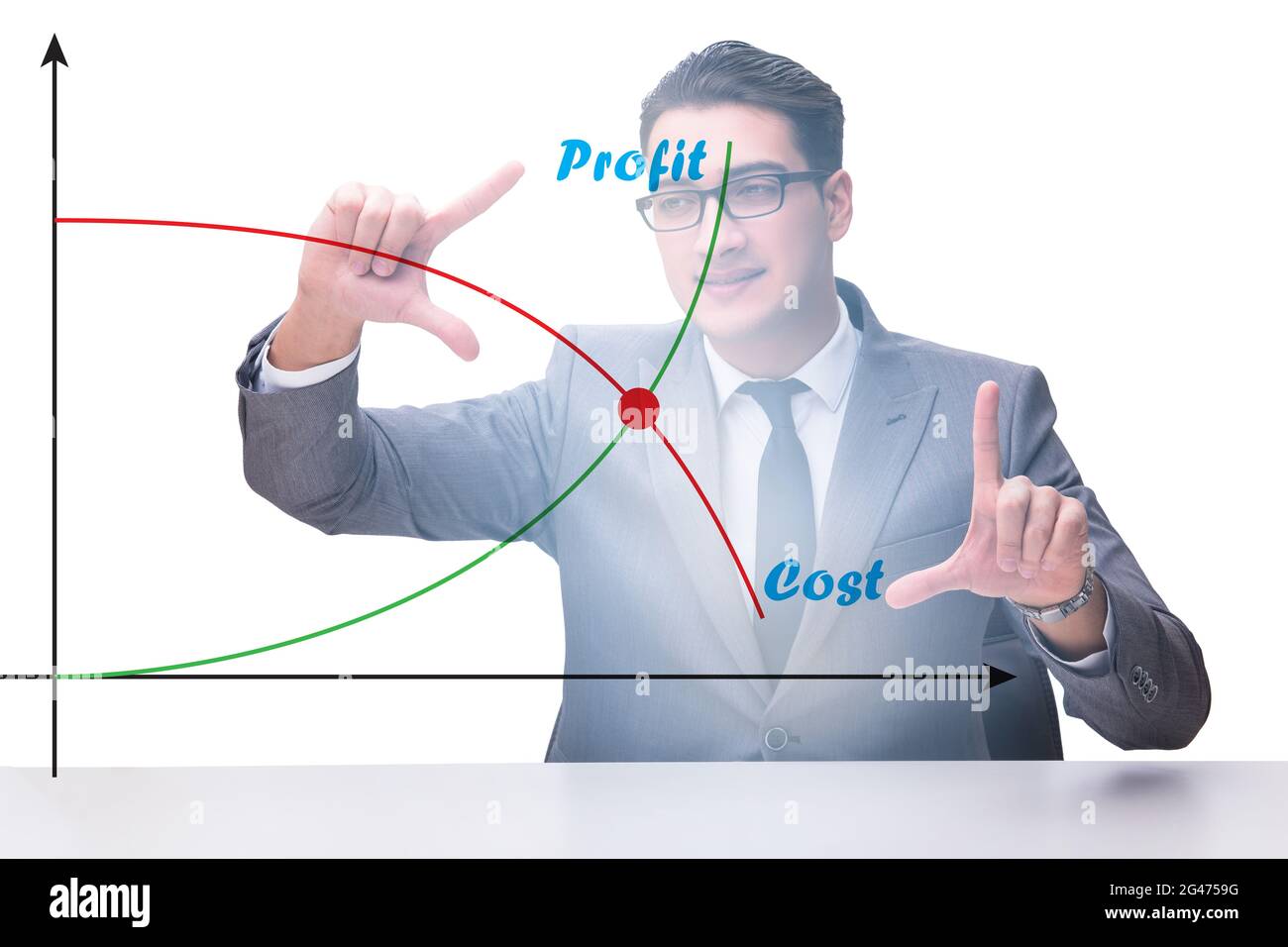 Concept of the proft and loss with businessman Stock Photo - Alamy