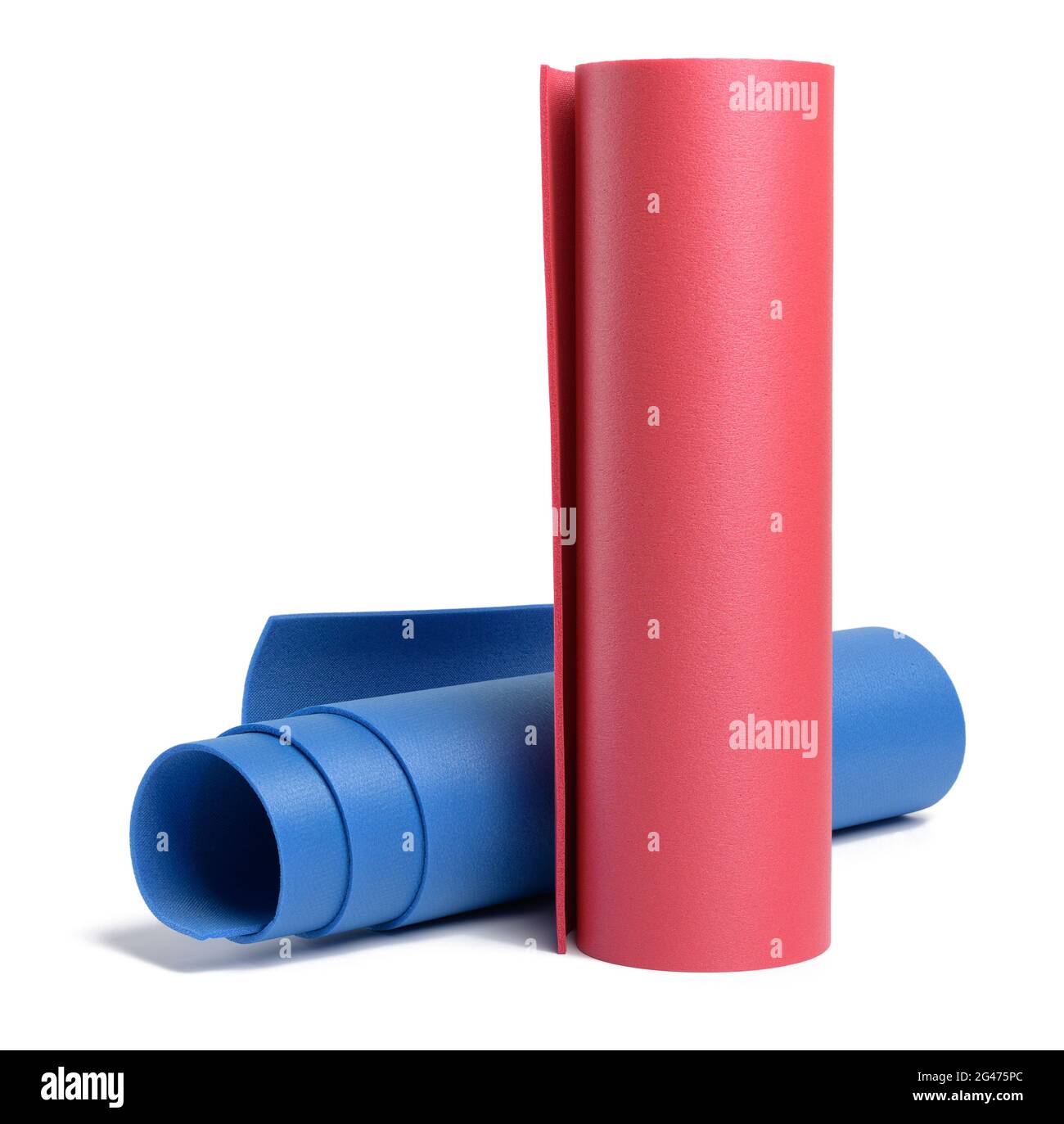 Red and blue neoprene rugs isolated on white background Stock Photo - Alamy