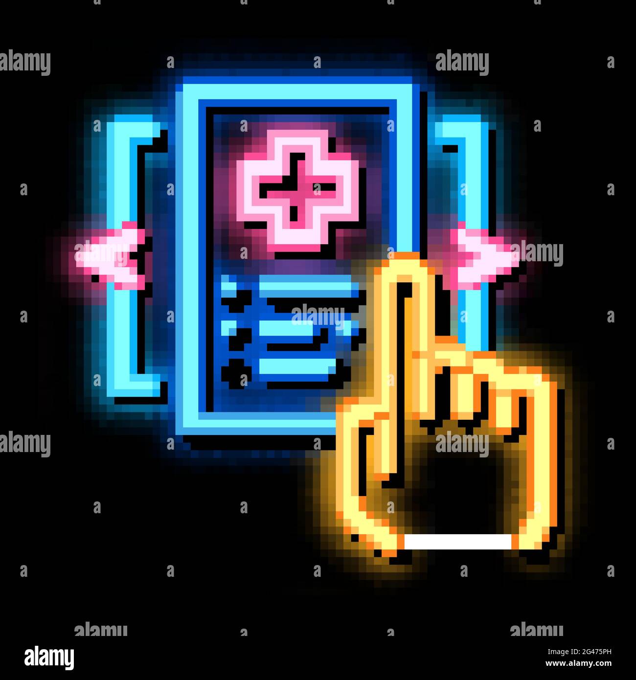 medical document selection neon glow icon illustration Stock Vector ...