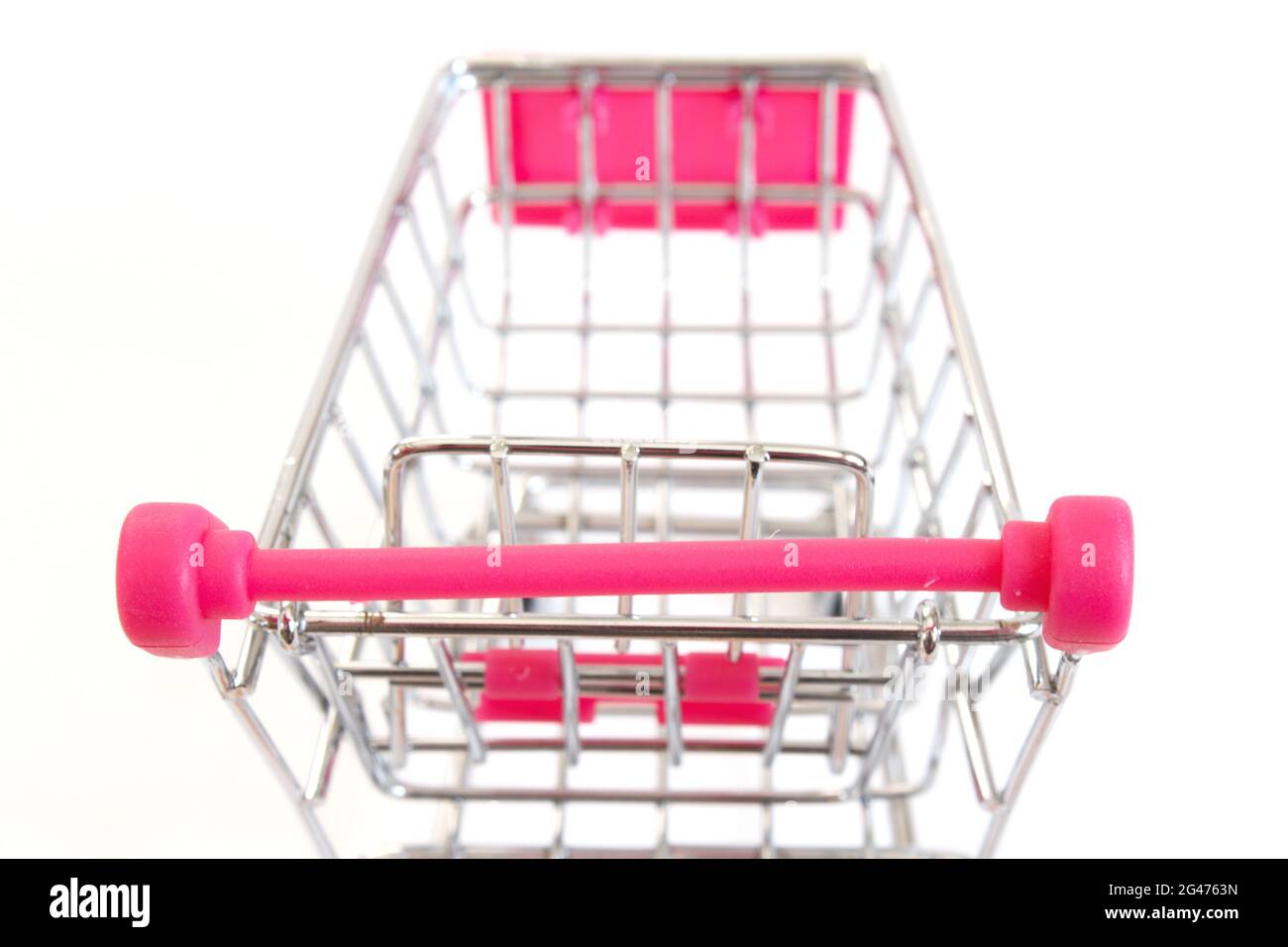 Pink shopping cart or trolley, top view of shopping cart or trolley ...