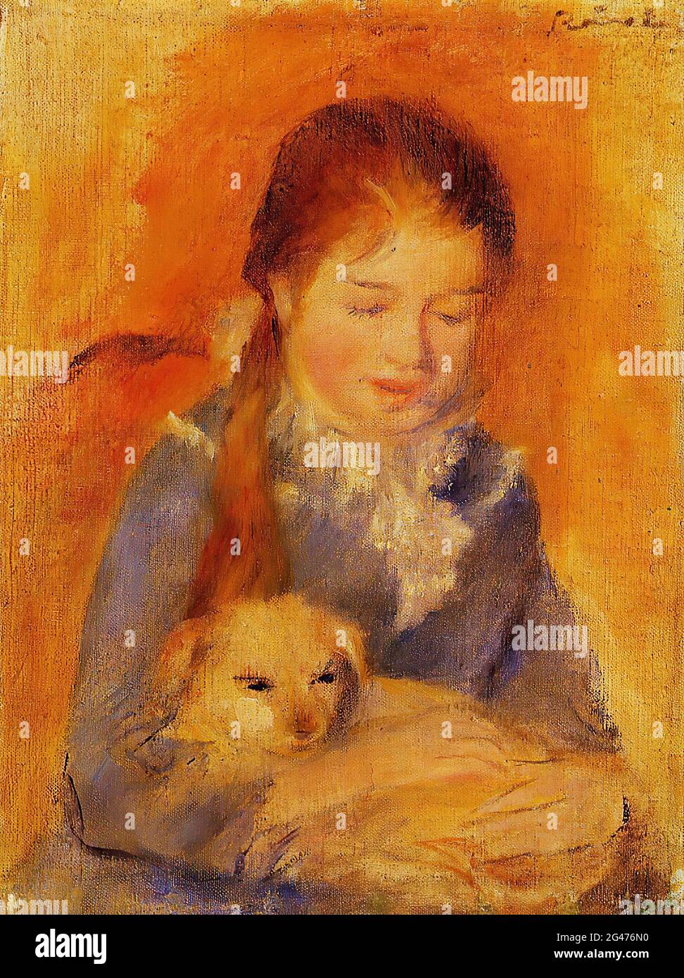 Pierre-Auguste Renoir - Girl with Dog C 1875 Stock Photo - Alamy