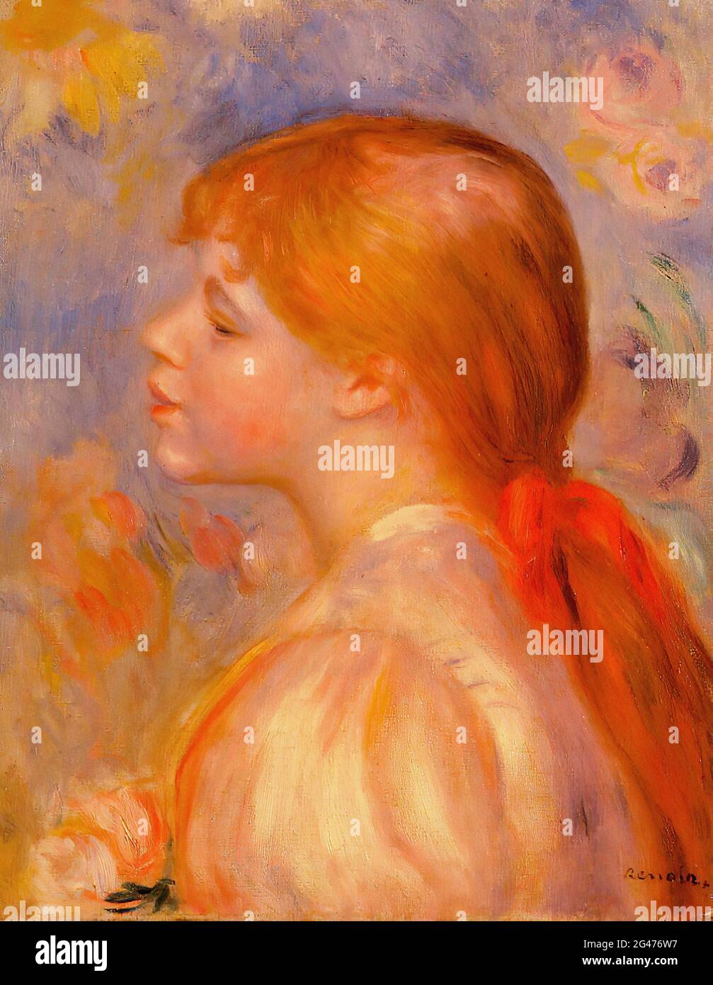 Pierre-Auguste Renoir - Girl with Red Hair Ribbon 1891 Stock Photo - Alamy