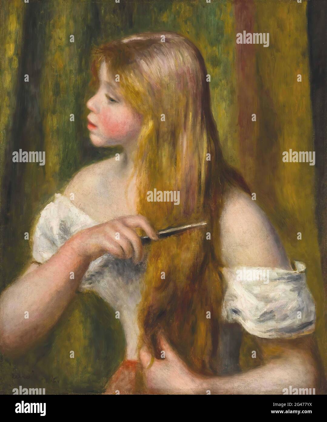 Pierre-Auguste Renoir - Jeune Fille Se Peignant La Toilette Stock Photo - Alamy