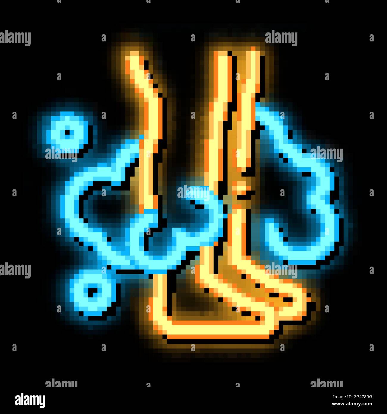 wash feet with soapy foam neon glow icon illustration Stock Vector ...