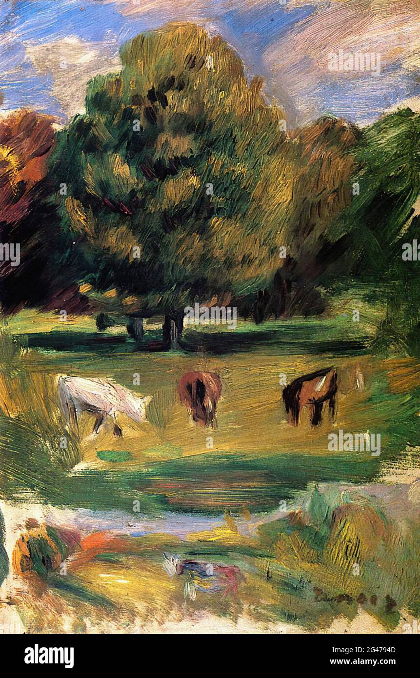Pierre-Auguste Renoir - Landscape with Horses Stock Photo - Alamy