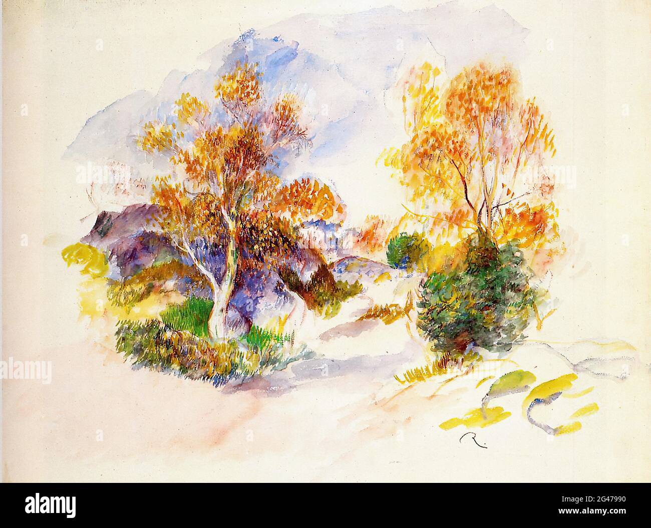 Pierre-Auguste Renoir - Landscape with Trees 1 C 1886 Stock Photo - Alamy