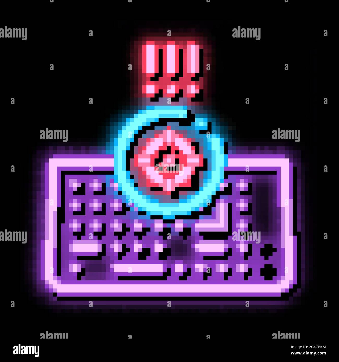 bacteria on computer keyboard neon glow icon illustration Stock Vector ...