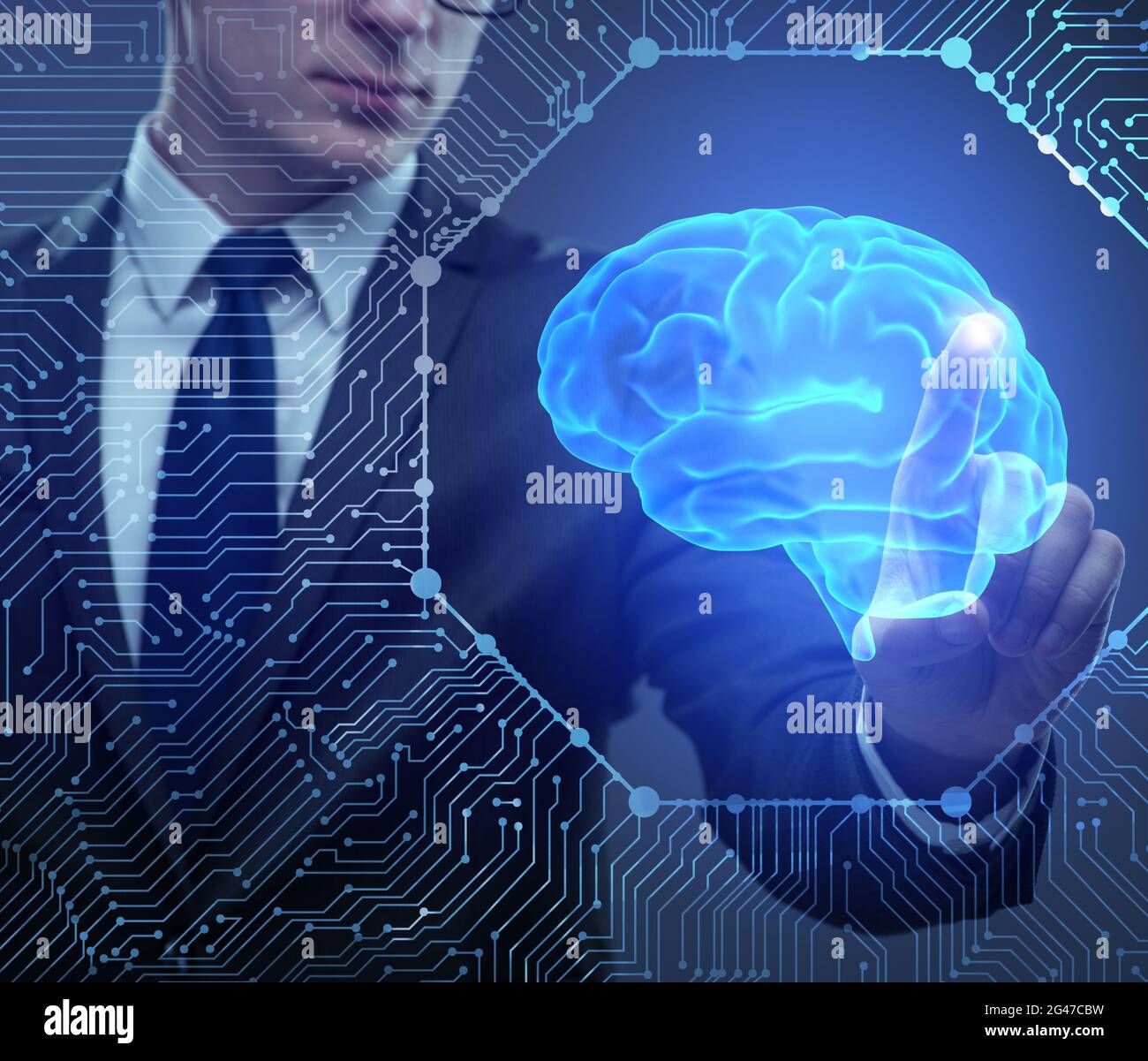 The businessman in artificial intelligence concept Stock Photo - Alamy