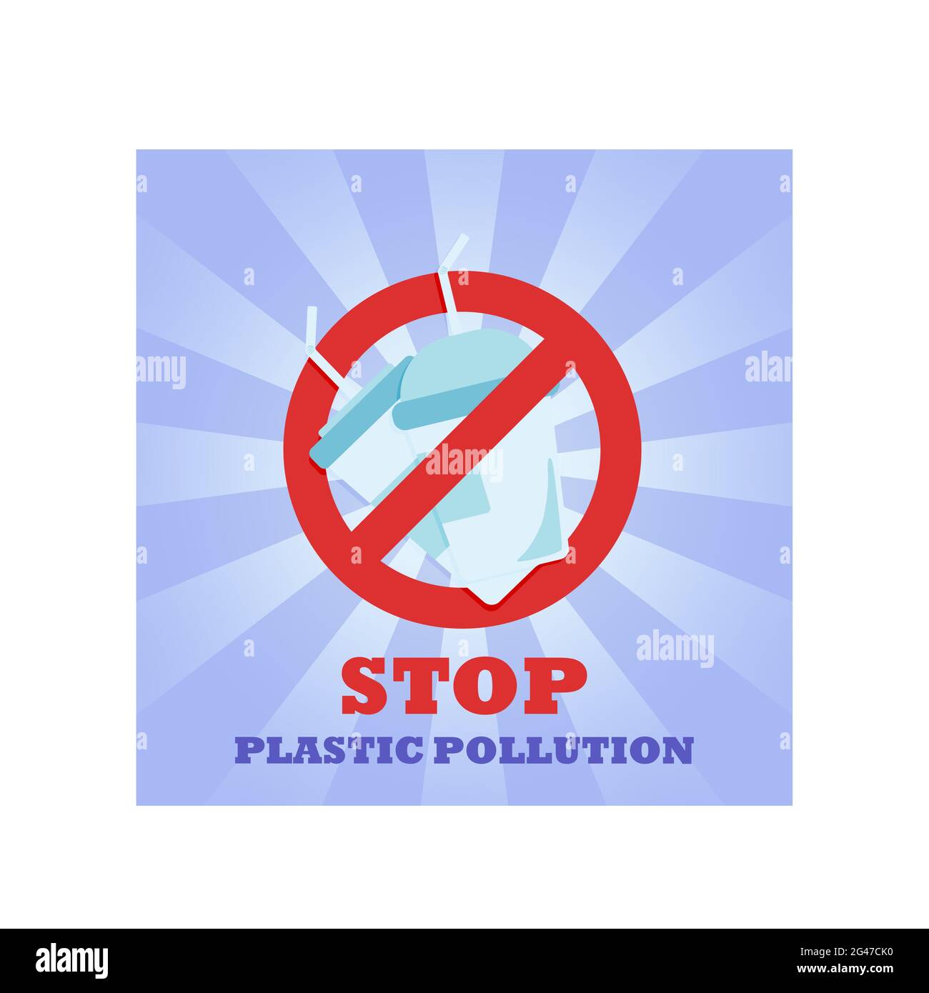 Two plastic cups with plastic tubes. Prohibition sign. No symbol ...