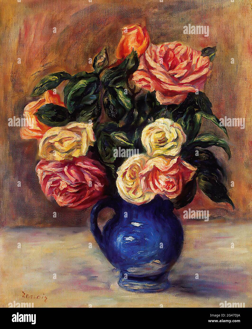 Pierre-Auguste Renoir - Roses Blue Vase C 1900 Stock Photo - Alamy