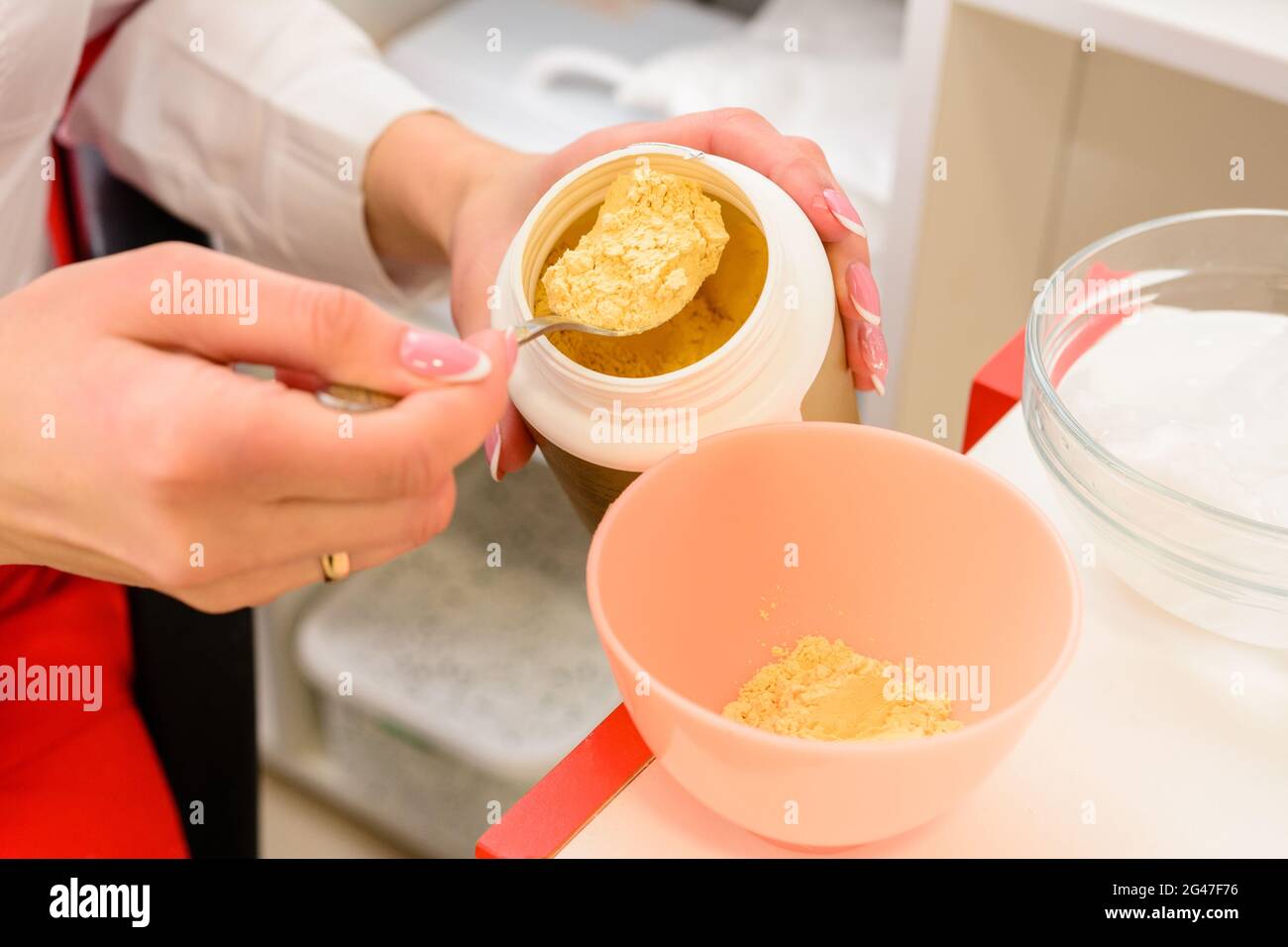 Preparation of a golden mask, a procedure at a beautician, facial care ...