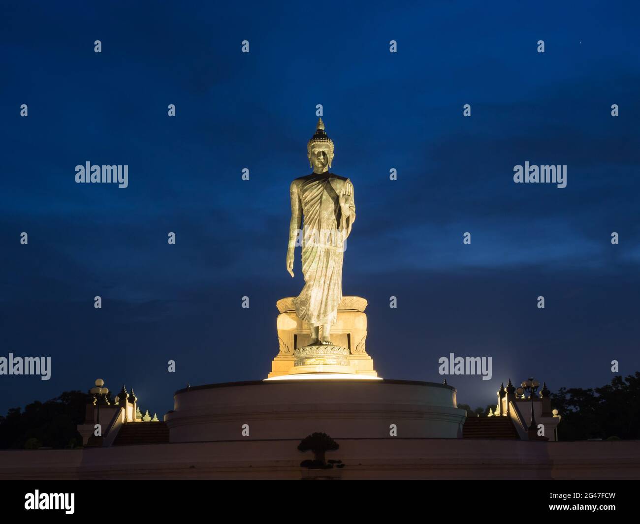 Grand walking buddha bronze statue is the major statue in ...