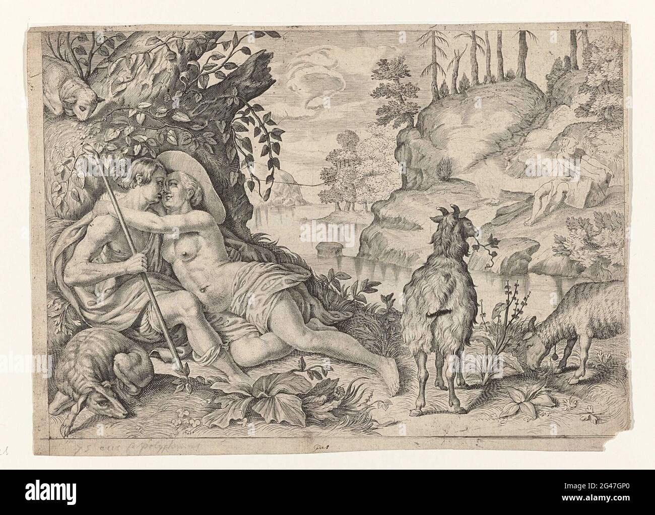 Polyphemus caught acids and galatea; Metamorphoses from Ovid. Acis and ...