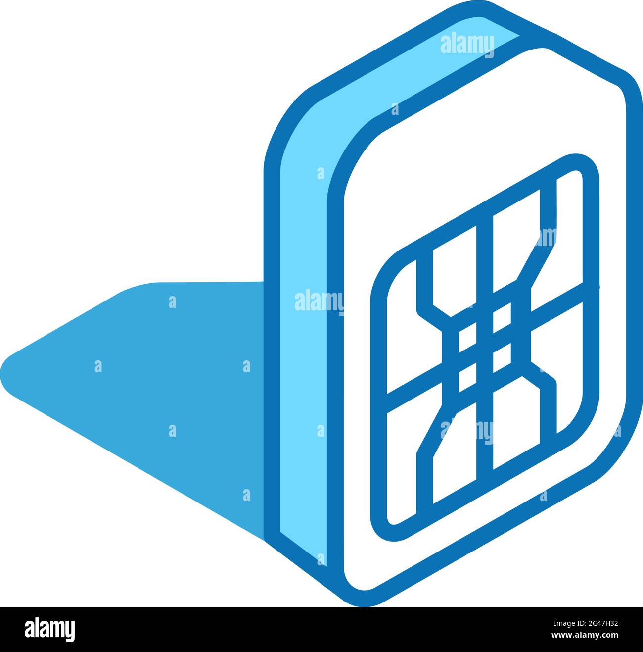 SIM card isometric icon. Mobile slot, technical phone card 3D line ...