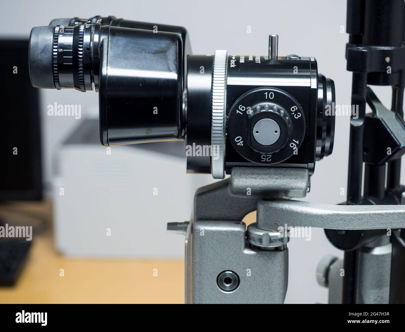 Slit lamp biomicroscope for eye examination in ophthalmologist office ...