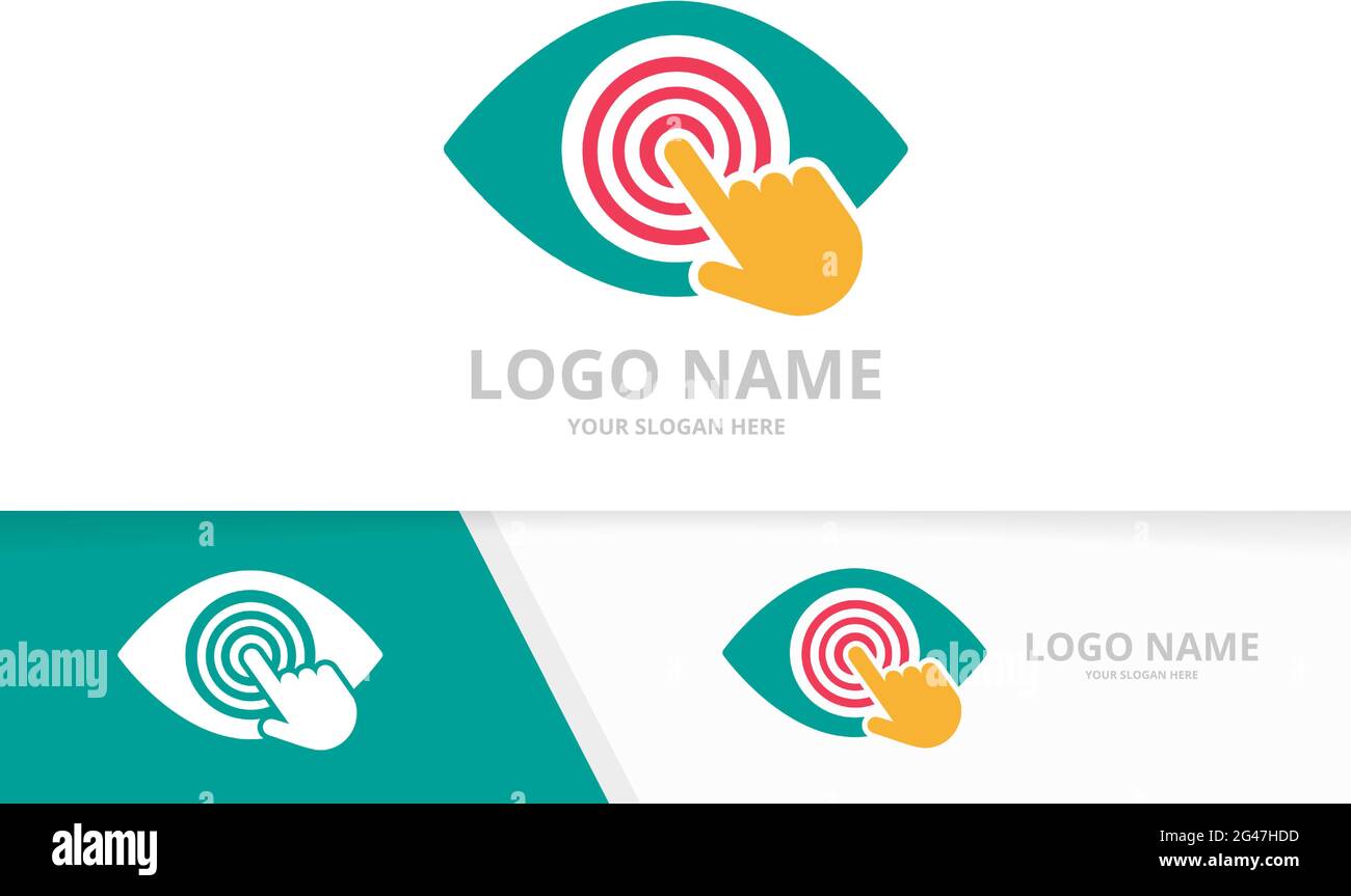 Vector eye and hand logo combination. Unique click logotype design ...