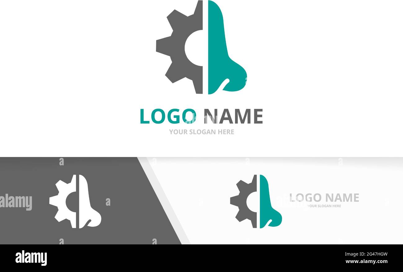 Vector nose and gear logo combination. ENT clinic, otolaryngology ...