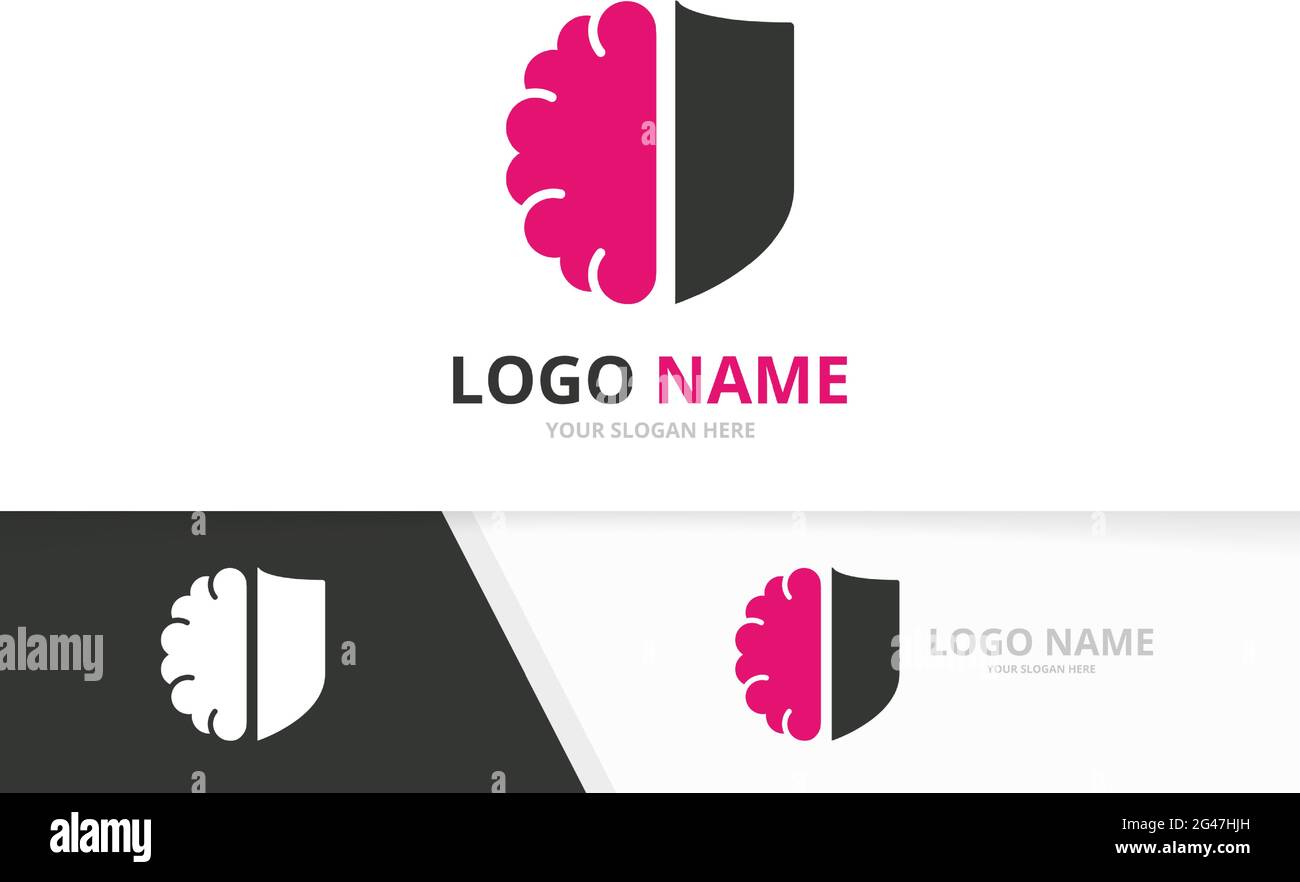 Vector shield and brain logo combination. Security education logotype ...