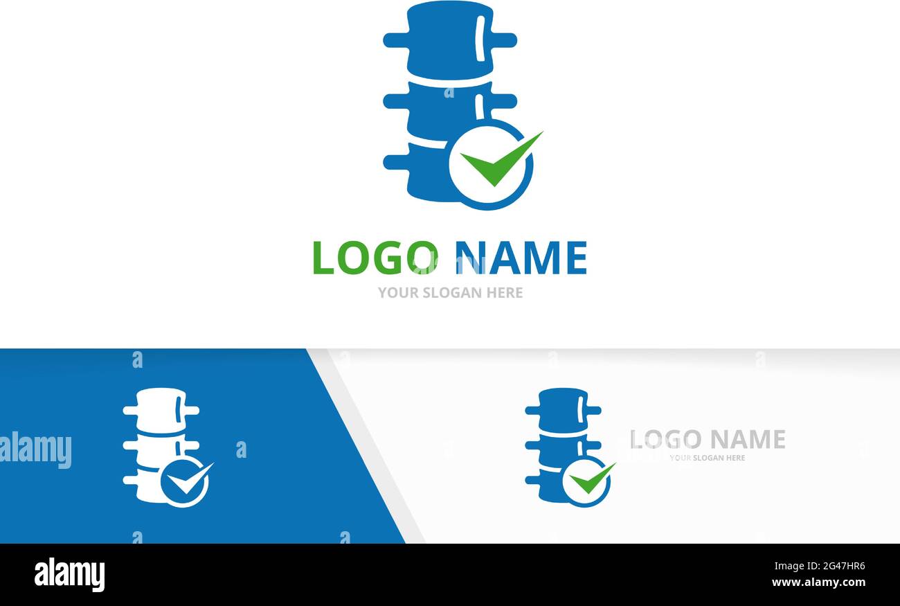 Vector spine and check mark logo combination. Unique spinal diagnostic ...
