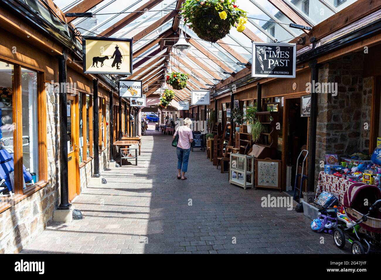 Interior of Great Torrington Pannier Market, Shops and Glass Roof ...