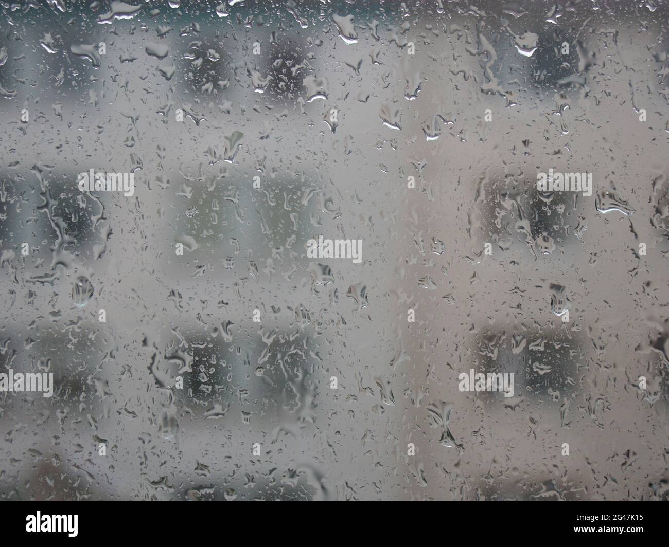 Blurry view from the window with waterdrops on it after a rain Stock ...