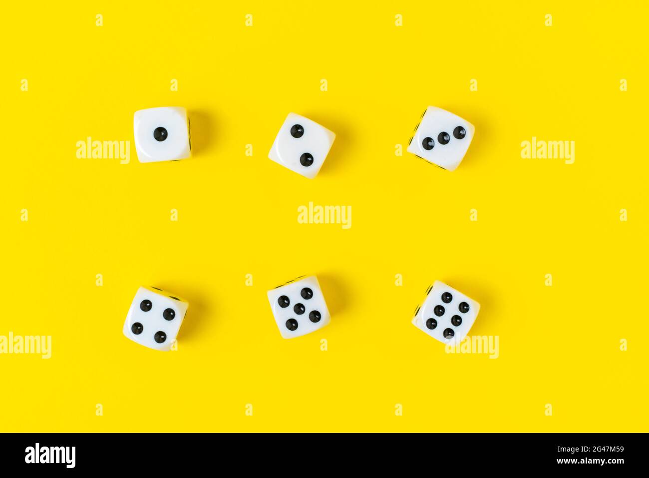 set of dice game cubes collection flat lay Stock Photo - Alamy