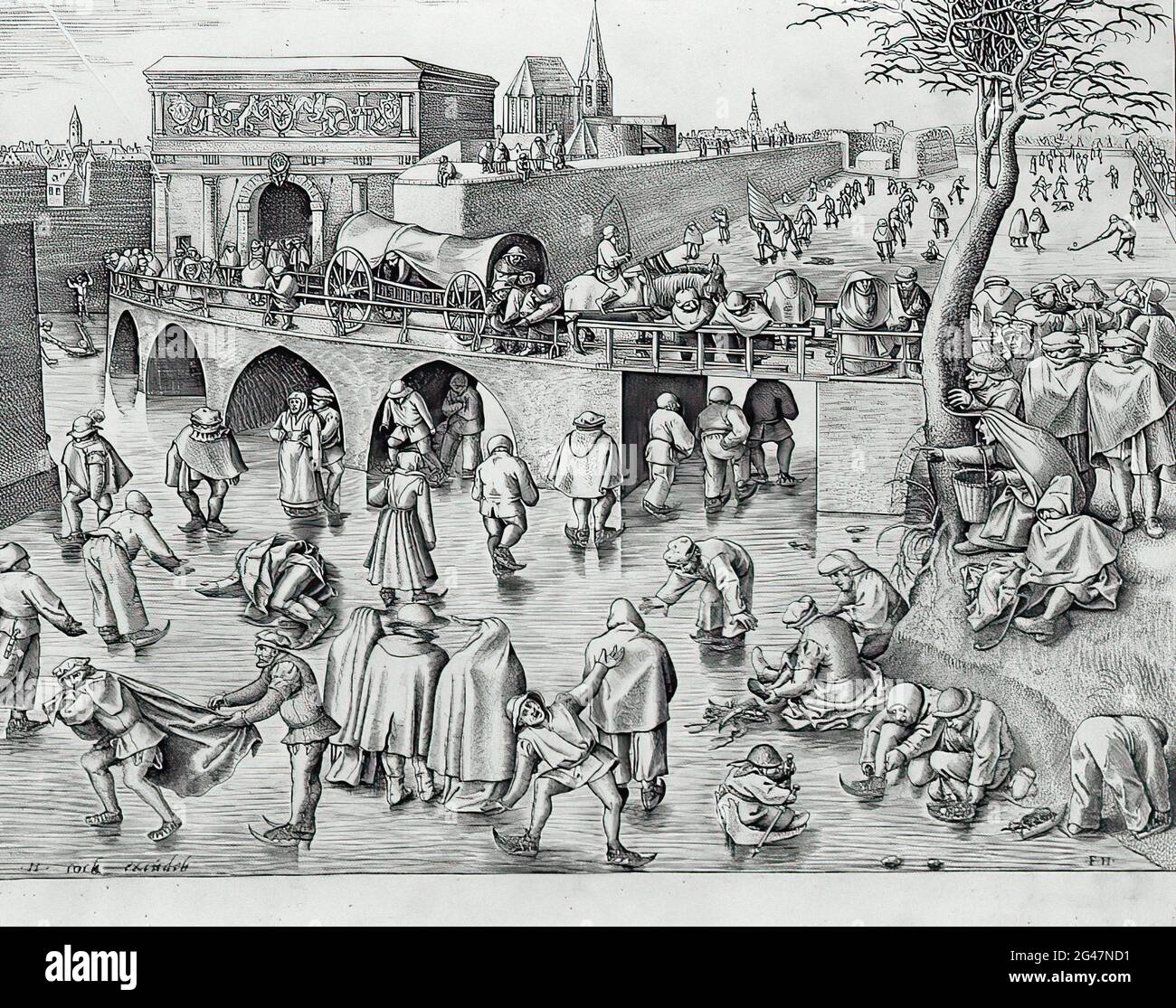 Pieter Bruegel the Elder - Ice Skating Before Gate Saint George Antwerp ...