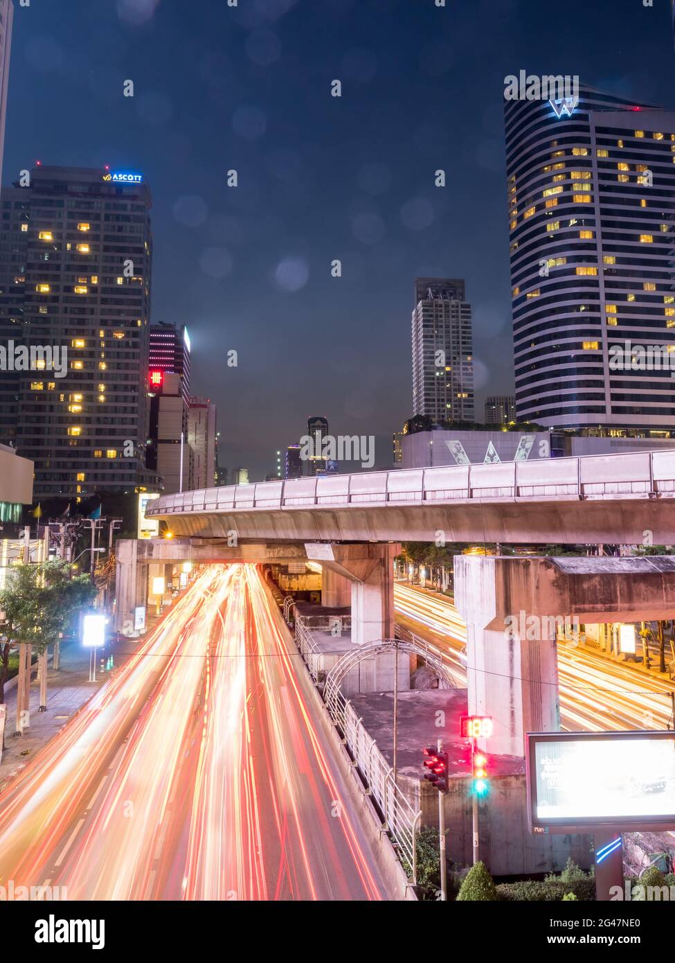 Traffic congestion in Bangkok during twilight night light view Stock ...