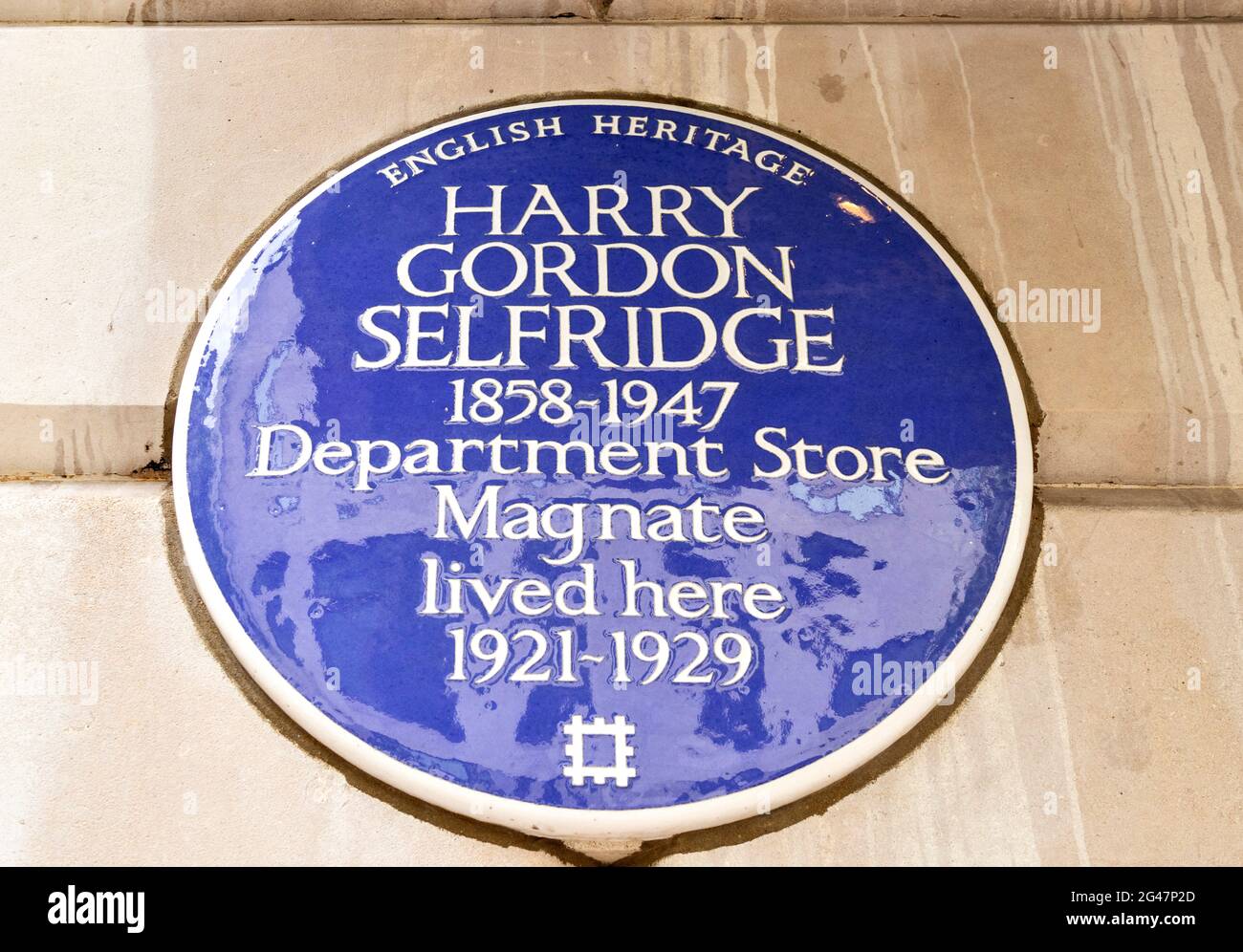 LONDON ENGLAND BLUE PLAQUE FOR HARRY SELFRIDGE AT THE LANSDOWNE CLUB ...