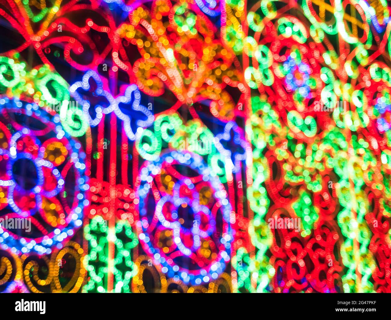 Out of focus bokeh of multiple colors light show Stock Photo - Alamy