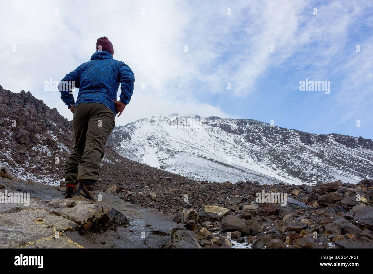Hiker climbing the Pico de Orizaba in North America Stock Photo - Alamy