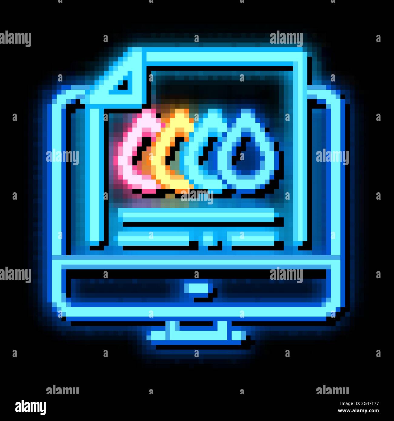 printed sheet in computer neon glow icon illustration Stock Vector ...