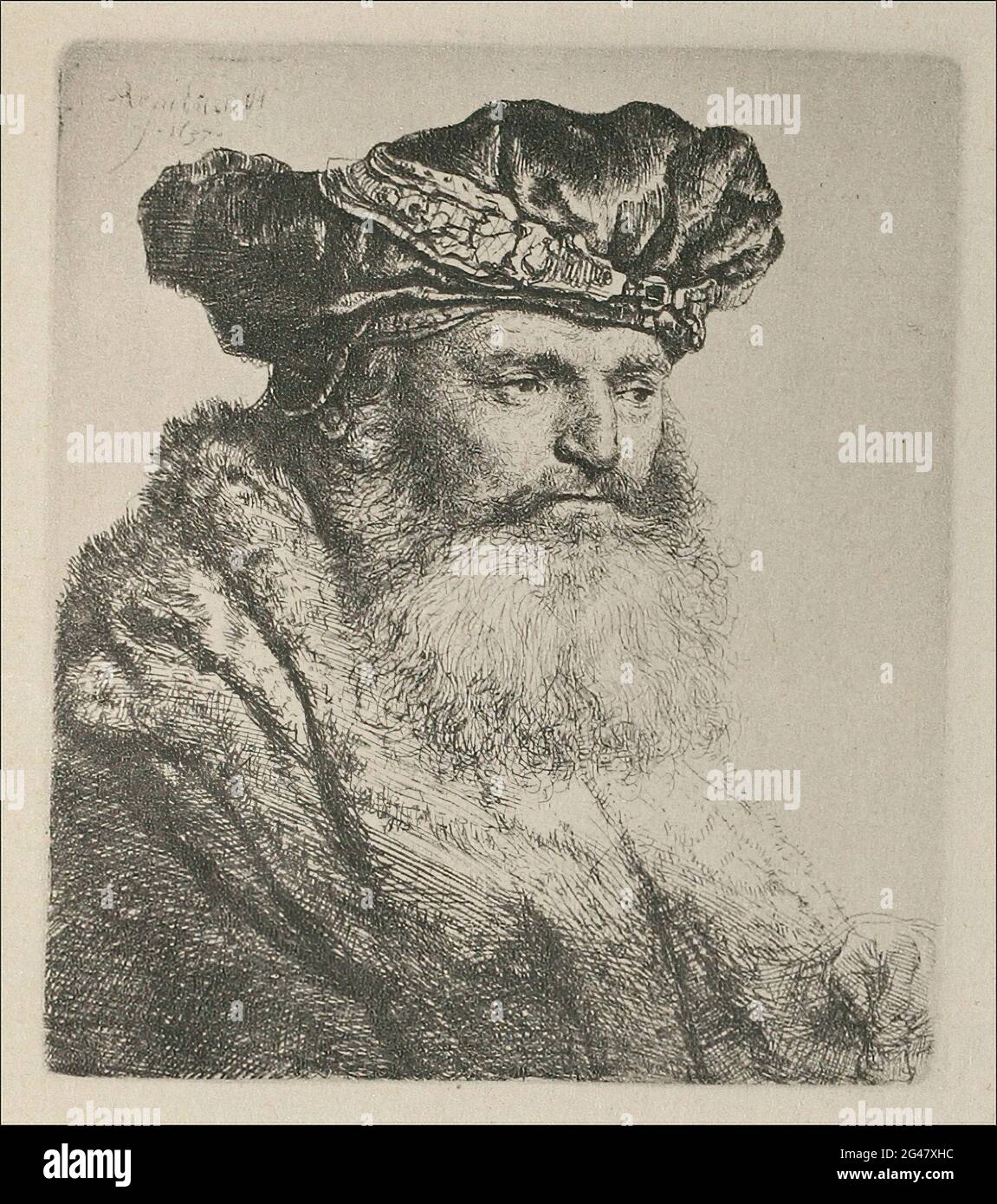 Rembrandt Harmenszoon Van Rijn - an Old Man Wearing Rich Velvet Cap ...