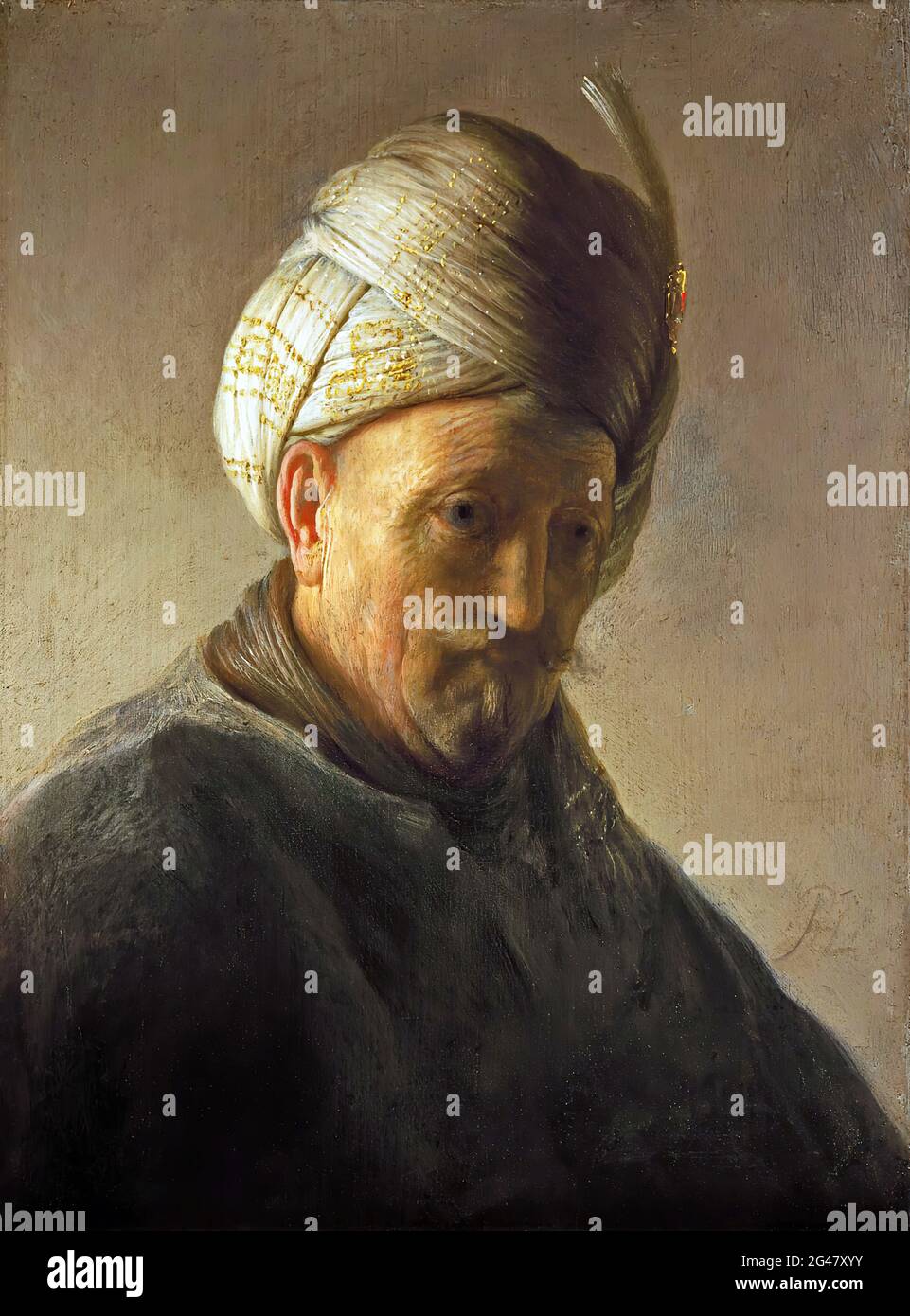 Rembrandt Harmenszoon Van Rijn - Bust of an Old Man with Turban Stock ...