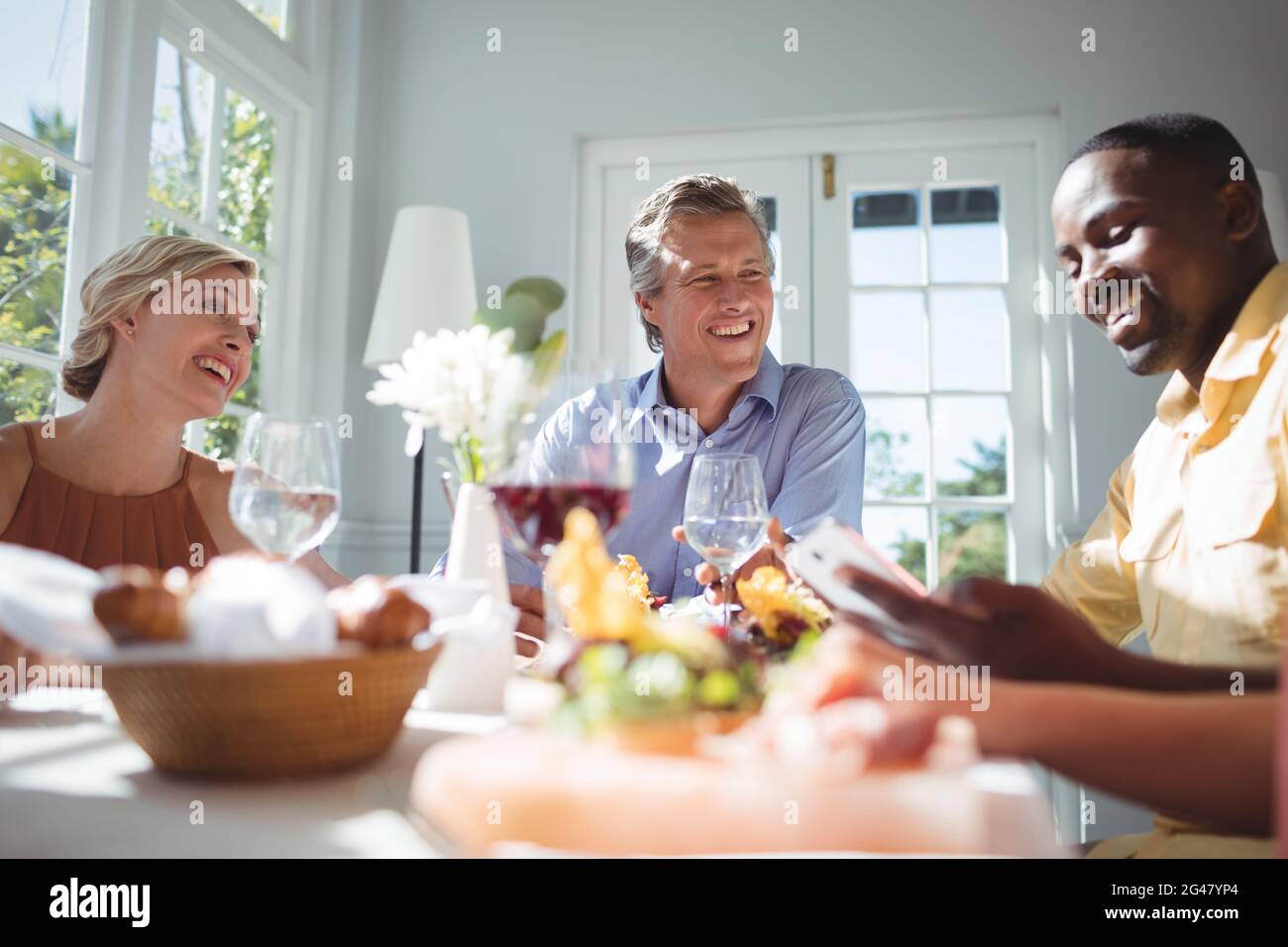 Man interacting female friend having hi-res stock photography and images - Alamy