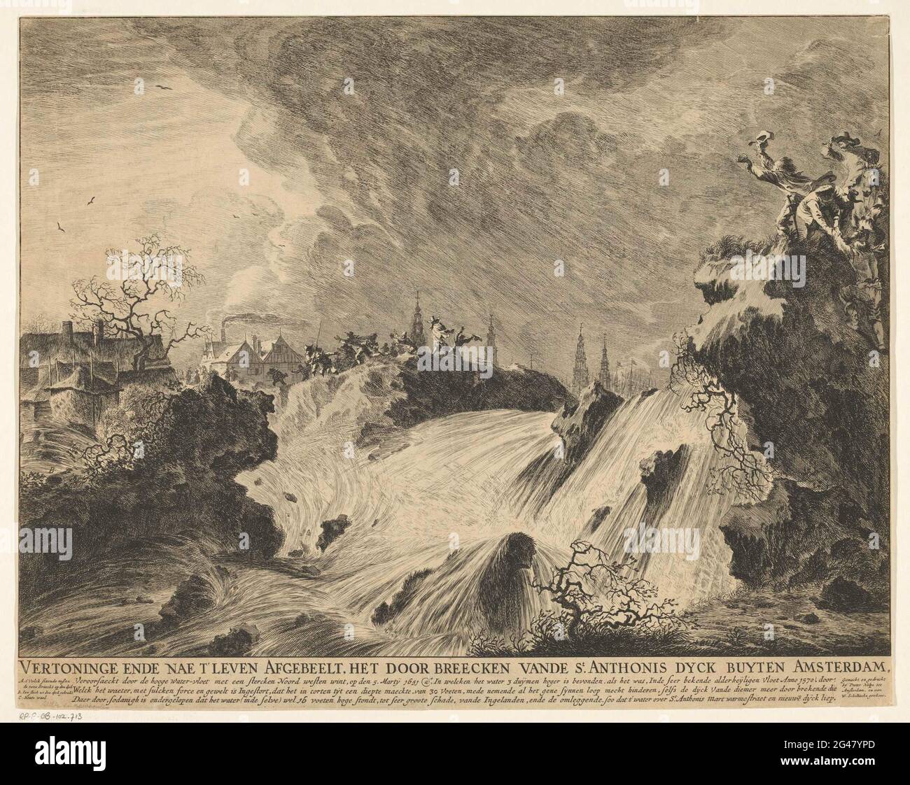 Breakthrough of the Sint-Antoniesdijk on March 5, 1651; Displayed ende ...