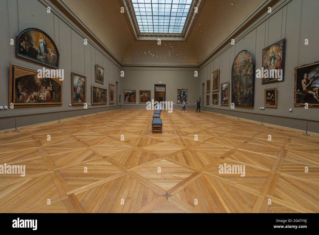 Paris, France - 21 05 2021: Louvre Museum. Denon wing. The alleys with ...