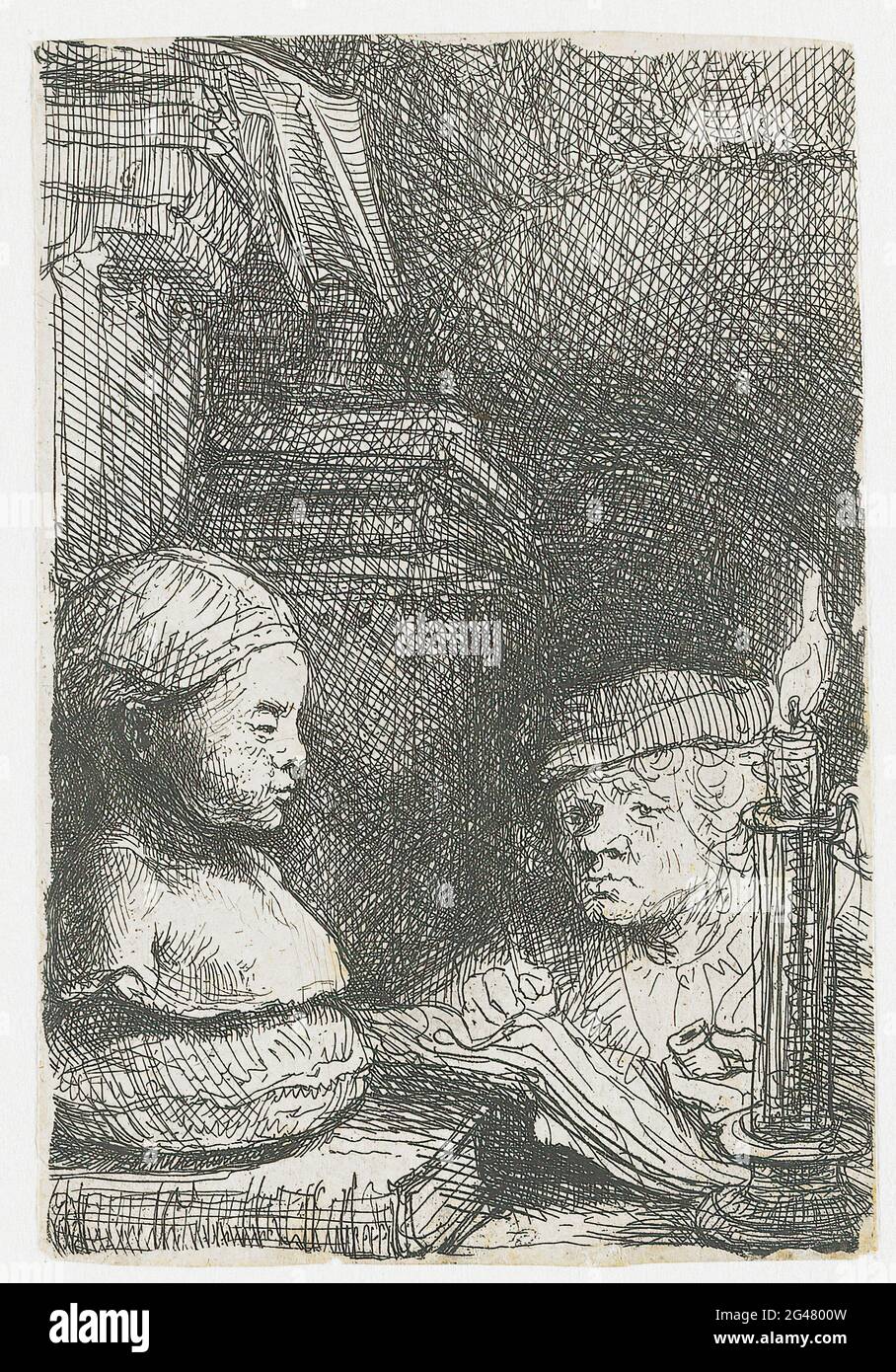 Rembrandt Harmenszoon Van Rijn - Man Drawing Cast 1641 Stock Photo - Alamy