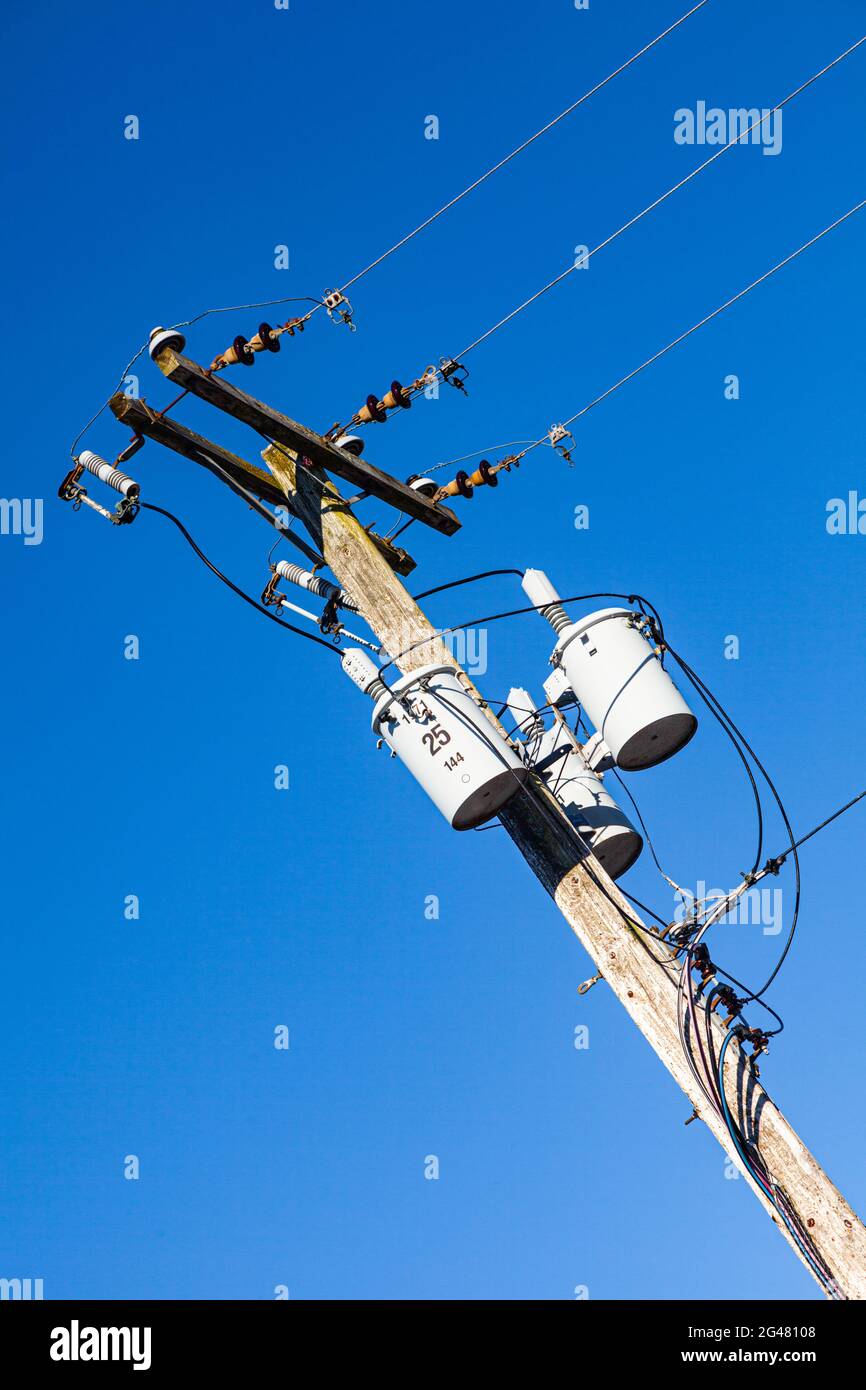 Abstract image of a wooden power distribution pole along the Steveston ...