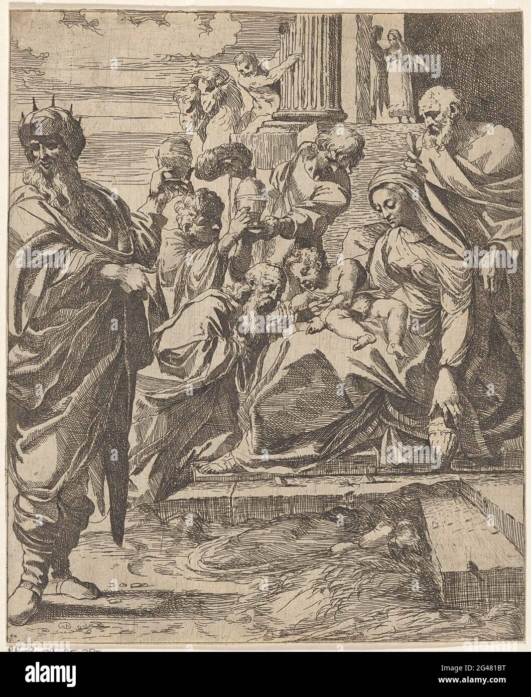 Worship through the kings. The three kings offer the Christ child, sat ...