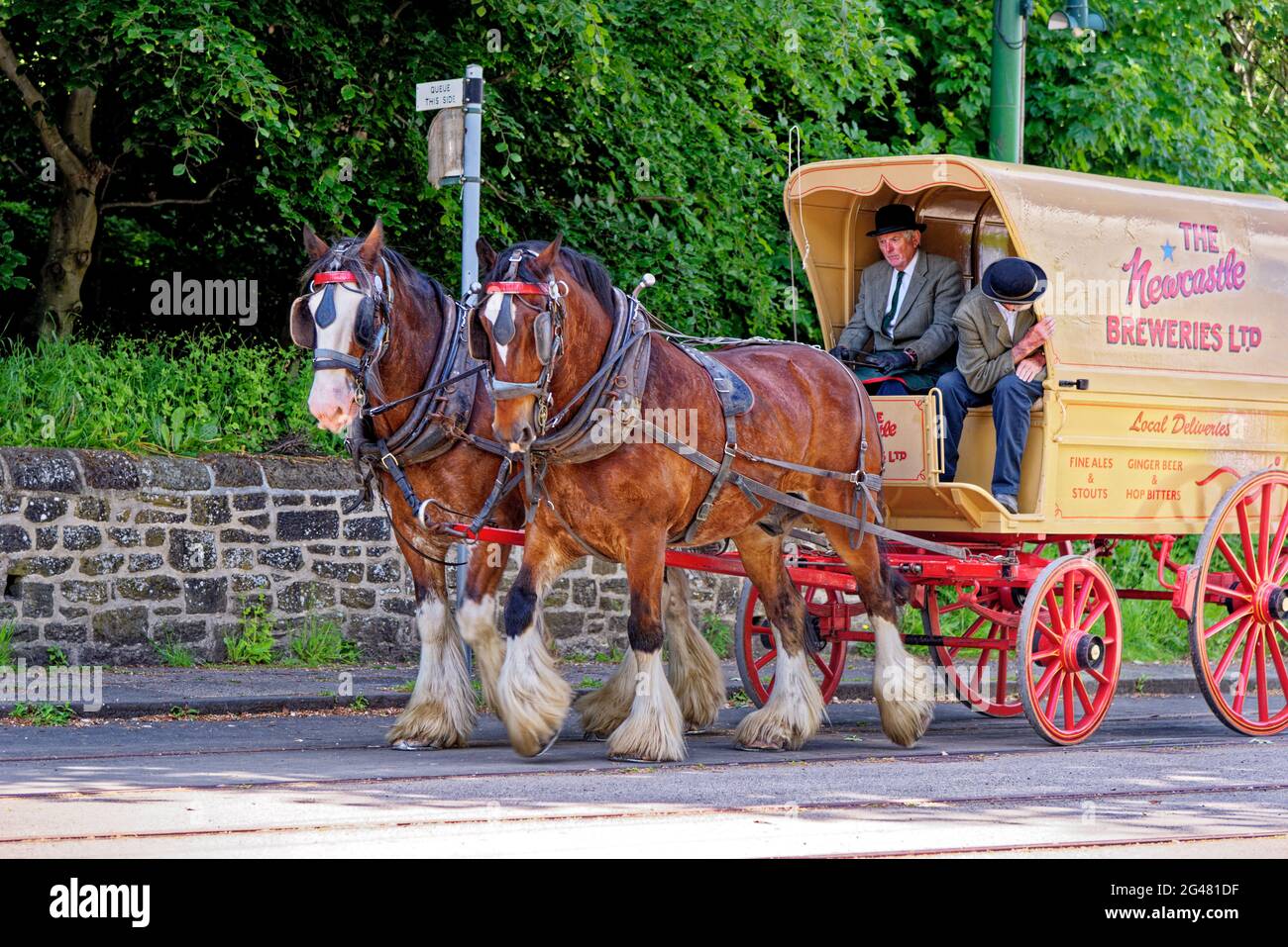 Horse and cart rides for visitors - Beamish Village, Durham County ...