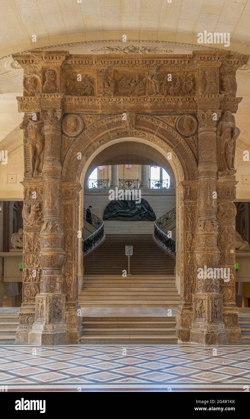 Paris, France - 21 05 2021: Louvre Museum. Denon wing. The alleys with ...