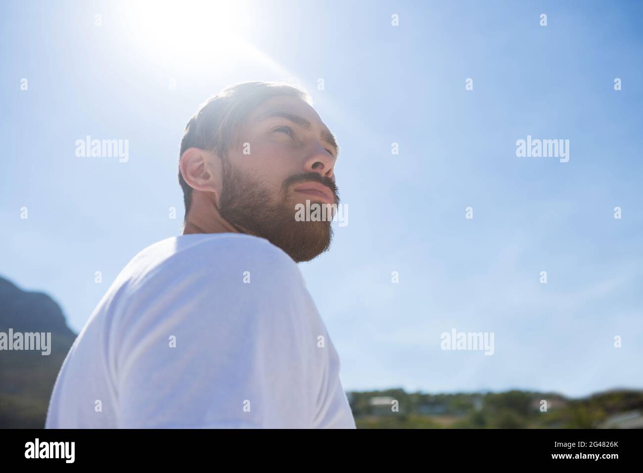 Man standing back low angle hi-res stock photography and images - Alamy