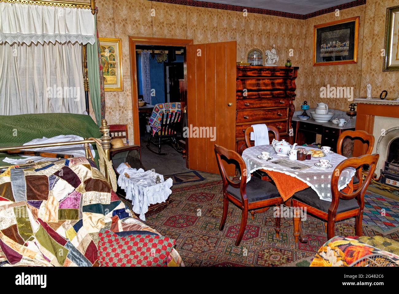 Interior of an old english house - Beamish Village, Durham County ...
