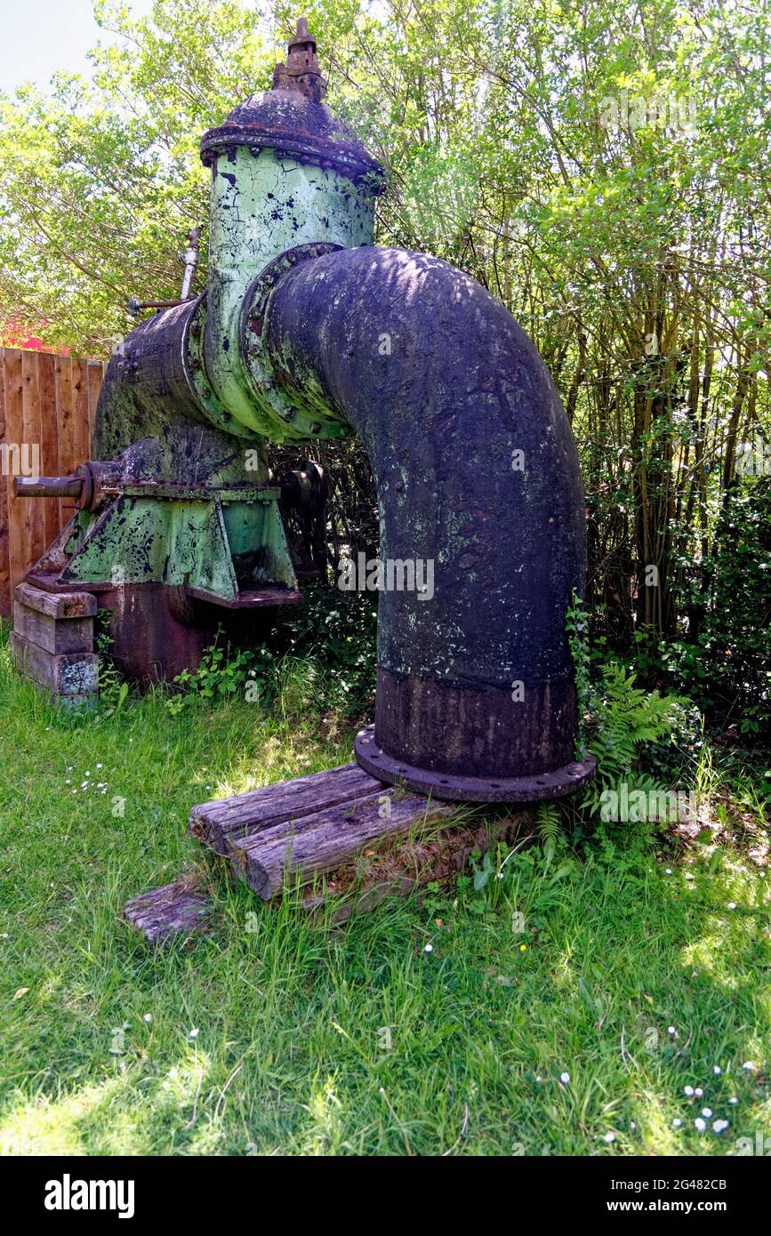 Old vintage motor pump - Beamish Village, Durham County, England ...