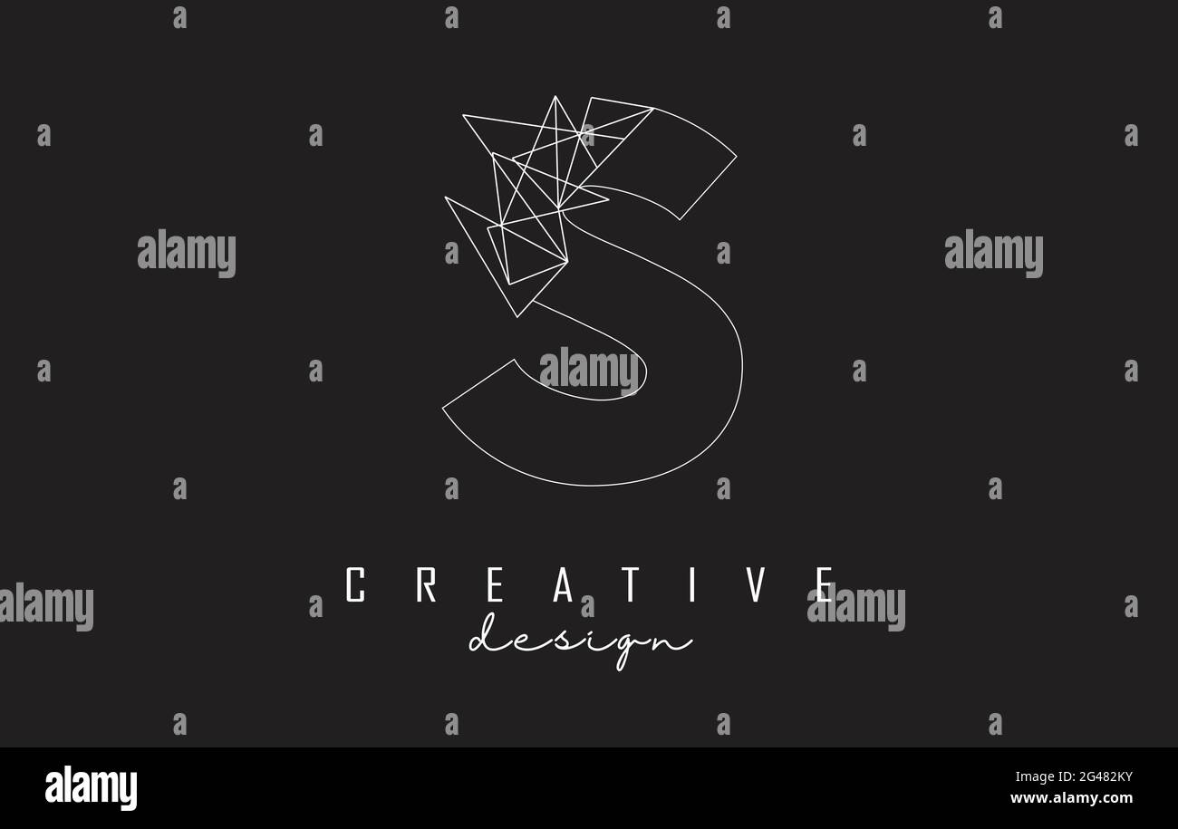 Outline Letter S logo design with broken stone detail. Vector ...