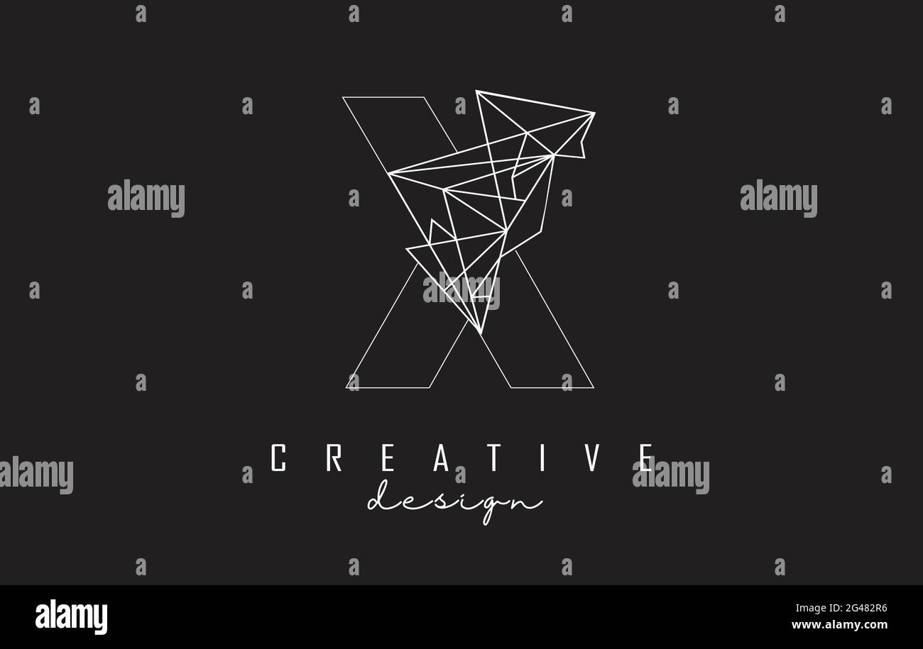 Outline Letter X logo design with broken stone detail. Vector ...