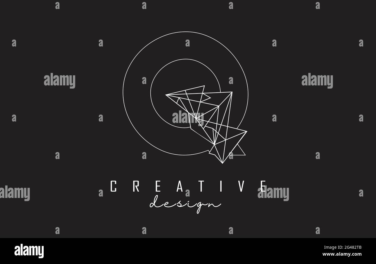 Outline Letter Q logo design with broken stone detail. Vector ...